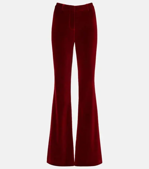 Etro Cotton Velvet Flare Trousers - Red