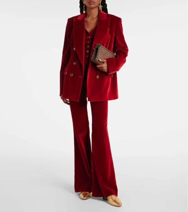 Etro Cotton Velvet Flare Trousers - Red