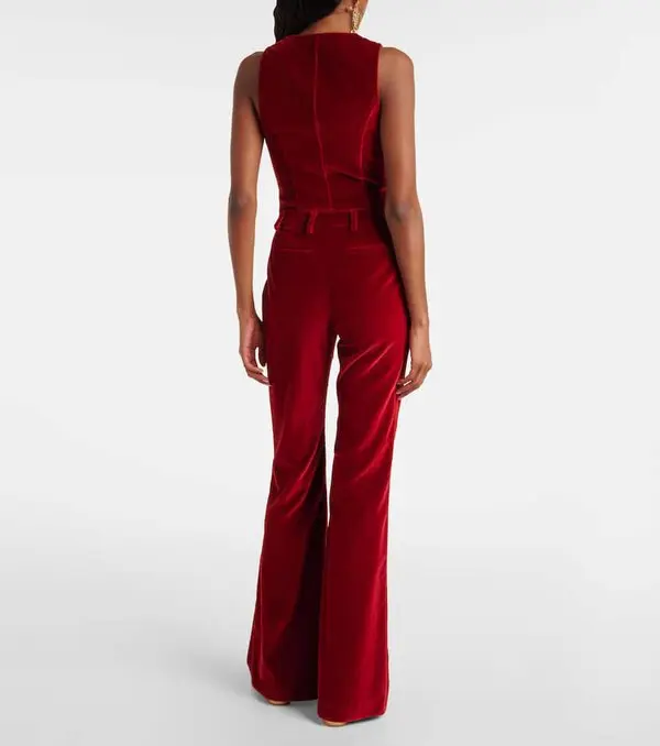 Etro Cotton Velvet Flare Trousers - Red