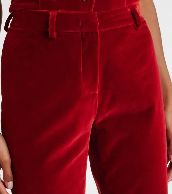 Etro Cotton Velvet Flare Trousers - Red