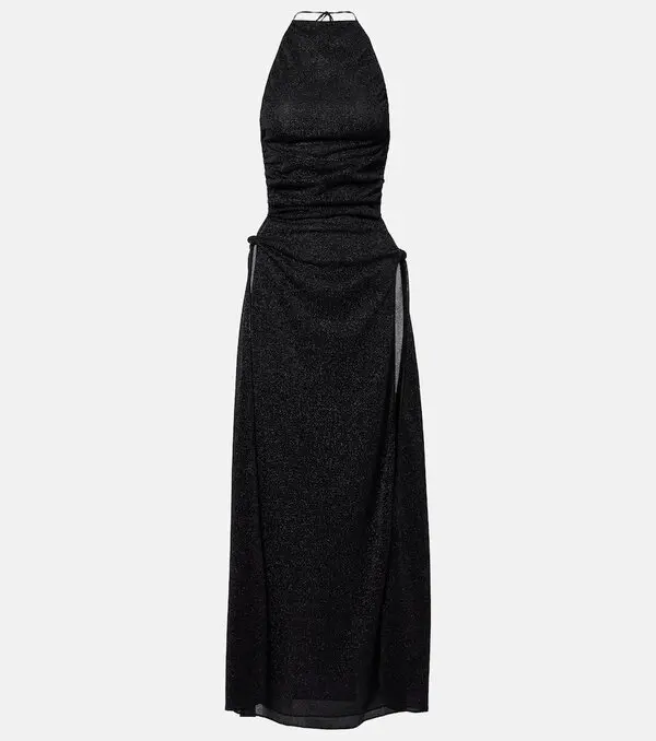 Oseree Lumière Open-back Maxi Dress - Black