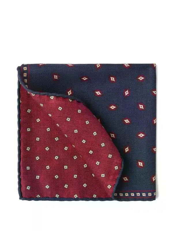 Brunello Cucinelli Silk Pocket Square - Blue