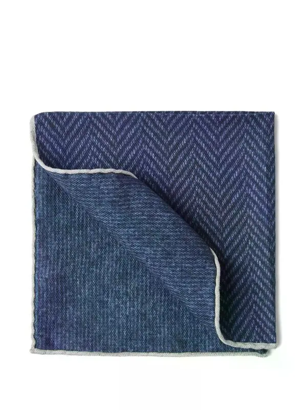 Brunello Cucinelli Silk Pocket Square - Blue