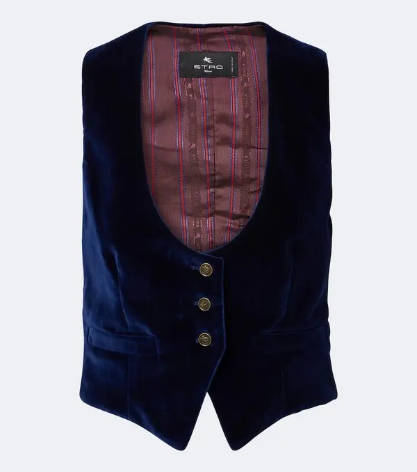 Etro Cotton Velvet Vest - Blue