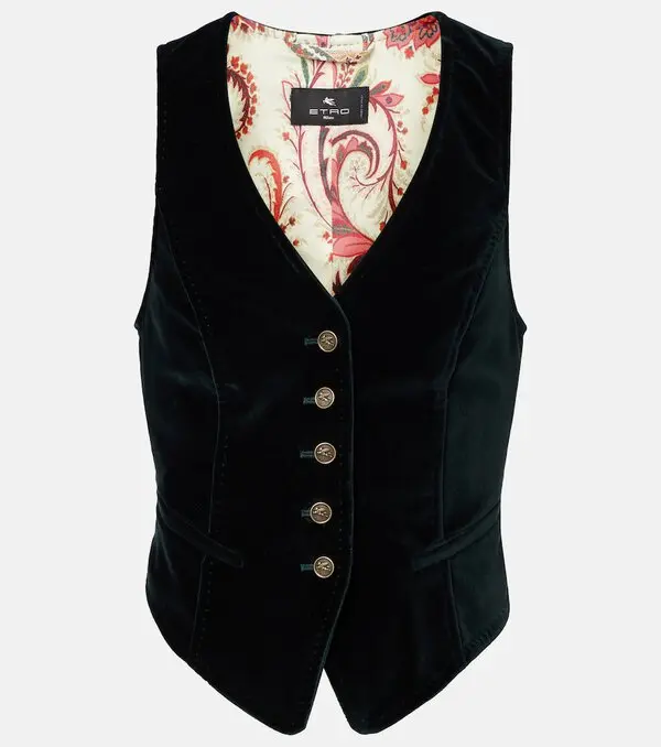 Etro Cotton Velvet Vest - Green