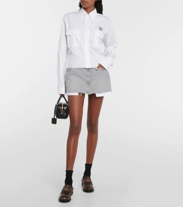 Miu Miu Embellished Leather Loafers - Brown