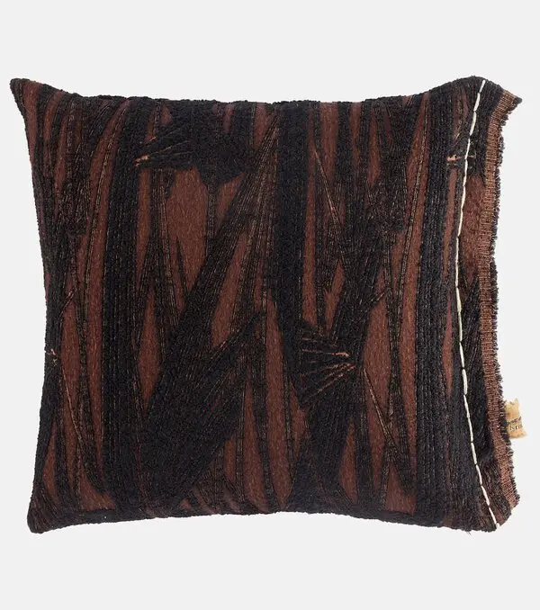 THE HOUSE OF LYRIA Ciria Embroidered Cotton-blend Cushion - Brown