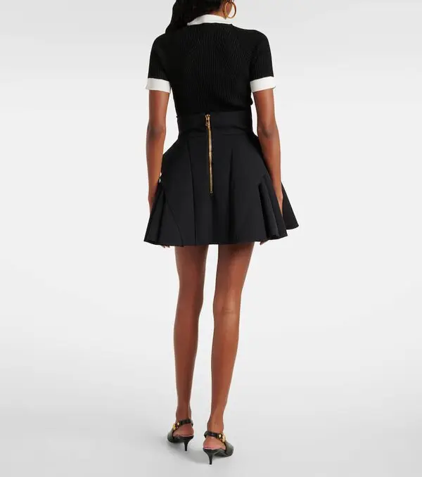 Balmain Virgin Wool Grain De Poudre Miniskirt