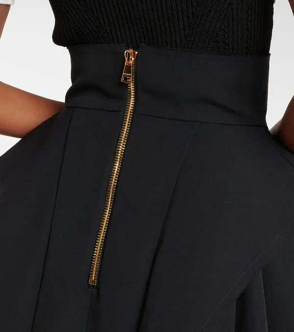 Balmain Virgin Wool Grain De Poudre Miniskirt