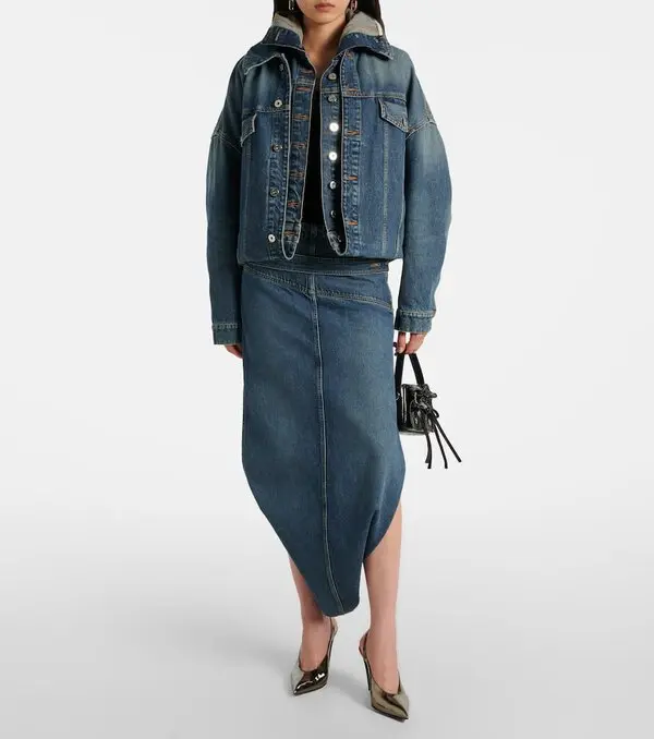 JEAN PAUL GAULTIER Denim Asymmetric Midi Skirt