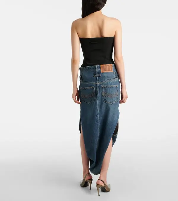 JEAN PAUL GAULTIER Denim Asymmetric Midi Skirt