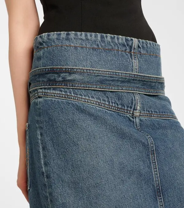 JEAN PAUL GAULTIER Denim Asymmetric Midi Skirt