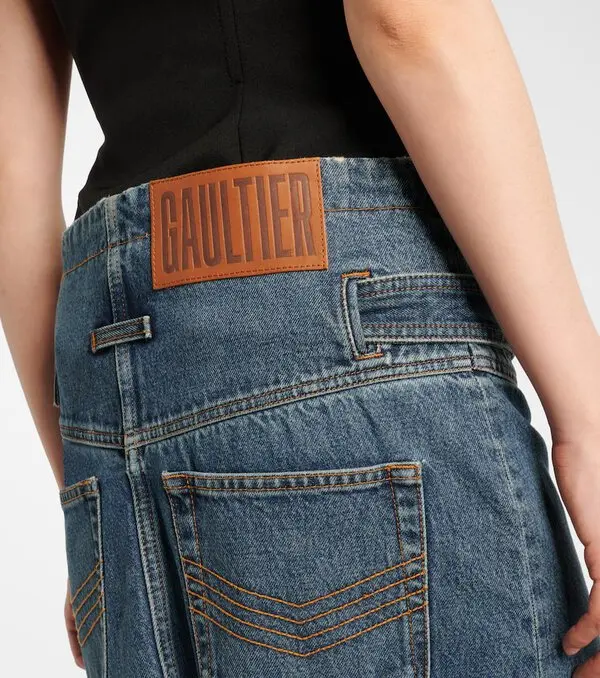 JEAN PAUL GAULTIER Denim Asymmetric Midi Skirt