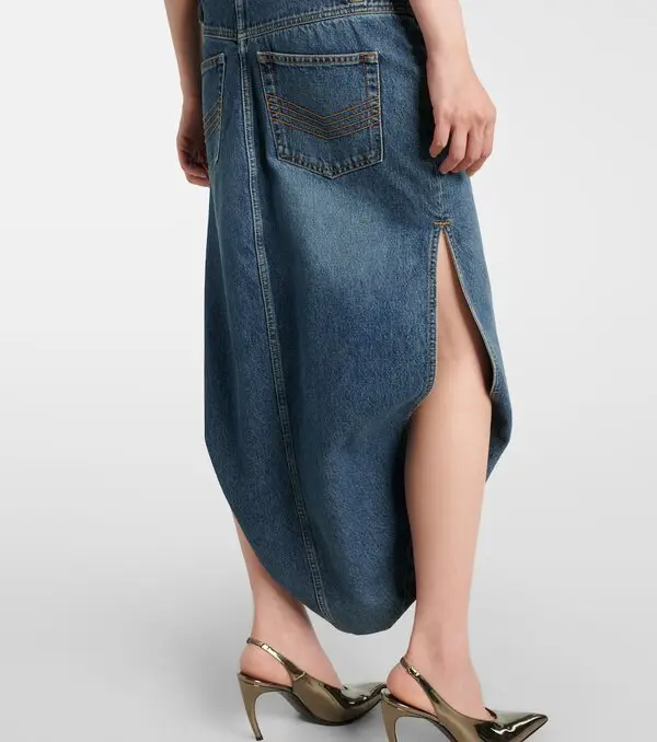 JEAN PAUL GAULTIER Denim Asymmetric Midi Skirt