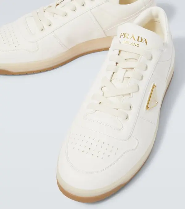 Prada Downtown Leather Sneakers - White