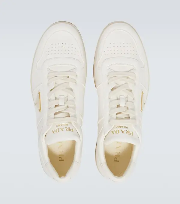 Prada Downtown Leather Sneakers - White