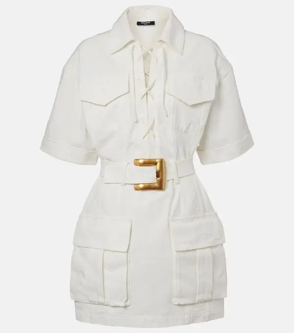 Balmain Cotton Canvas Shirt Dress - White