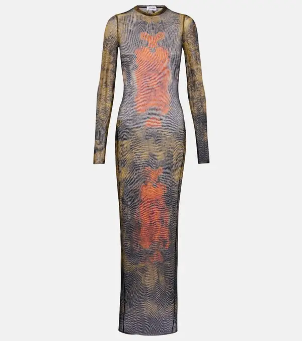 JEAN PAUL GAULTIER Printed Mesh Maxi Dress