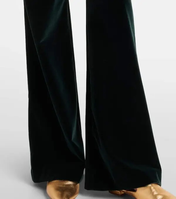 Etro Cotton Velvet Flared Pants - Green