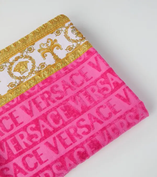 Versace Allover Cotton Terry Beach Towel - Pink