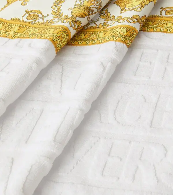 Versace Allover Cotton Terry Beach Towel - White