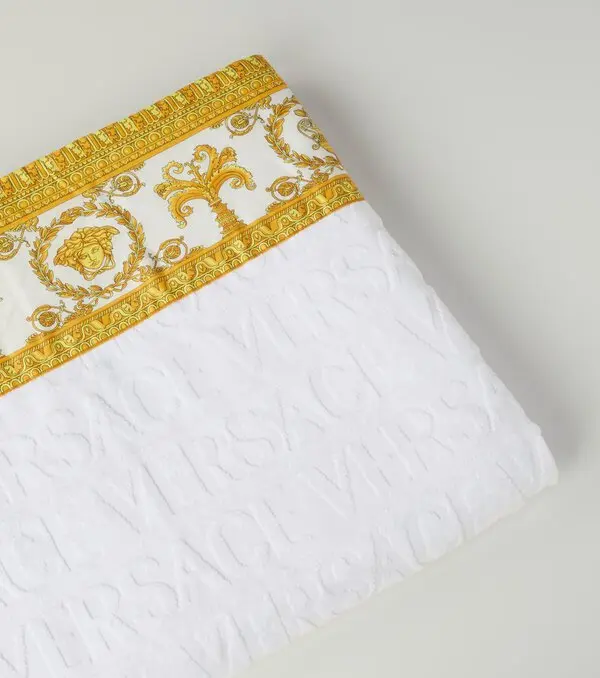 Versace Allover Cotton Terry Beach Towel - White