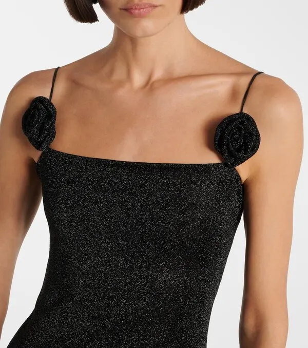 Oseree Lumière Floral Appliqué Mini Dress