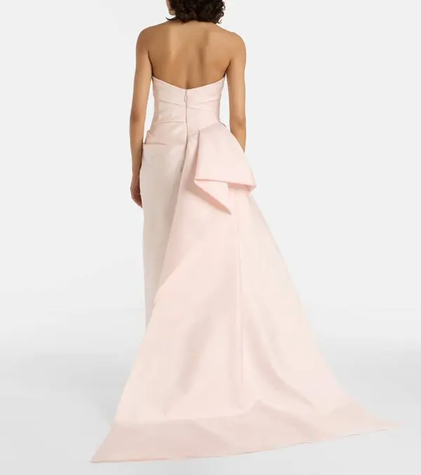 Monique Lhuillier Draped Strapless Mikado Gown - Pink