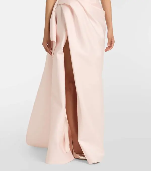 Monique Lhuillier Draped Strapless Mikado Gown - Pink