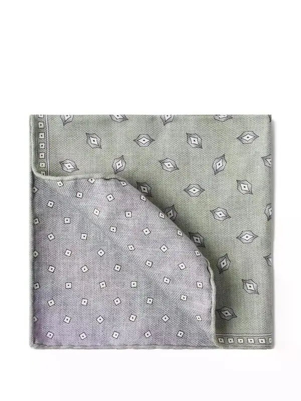 Brunello Cucinelli Silk Pocket Square - Green