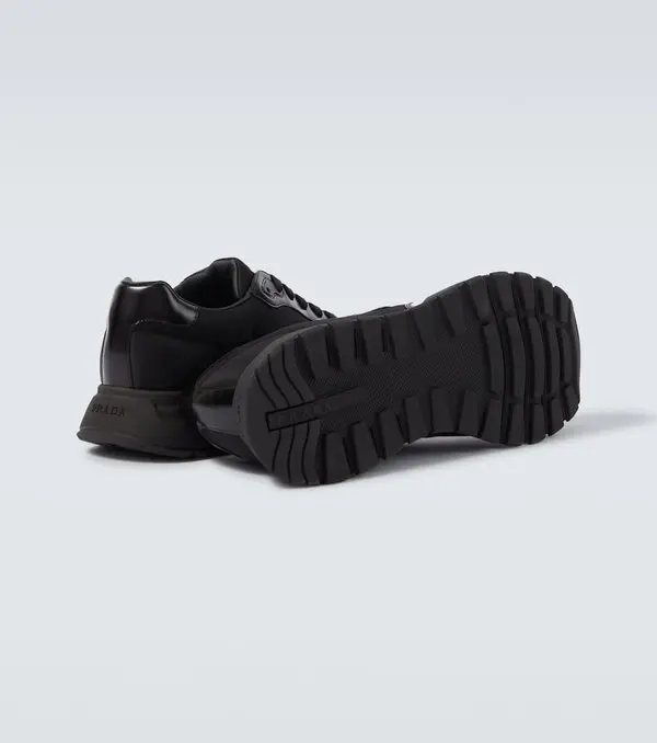 Prada Re-nylon And Leather Sneakers - Black