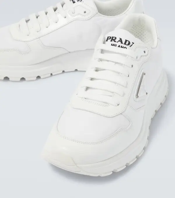 Prada Re-nylon And Leather Sneakers - White