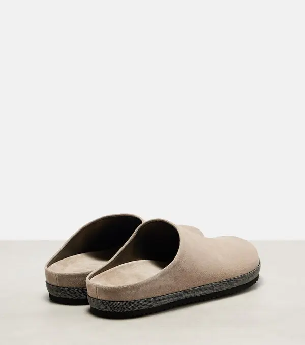 Brunello Cucinelli Monili Suede Clogs