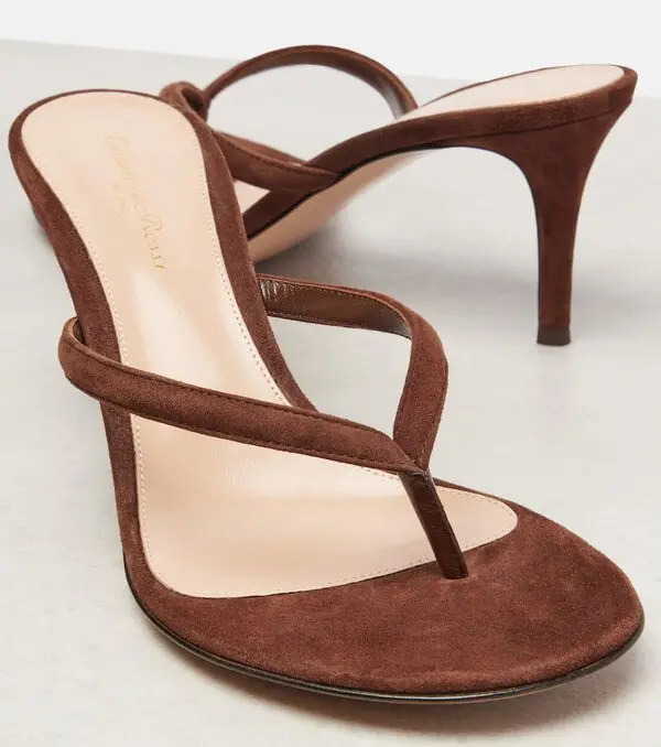 GIANVITO ROSSI Suede Thong Stiletto Sandals