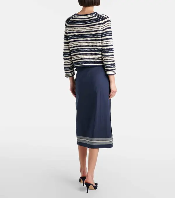 Vince Open-knit Striped Cotton Cardigan