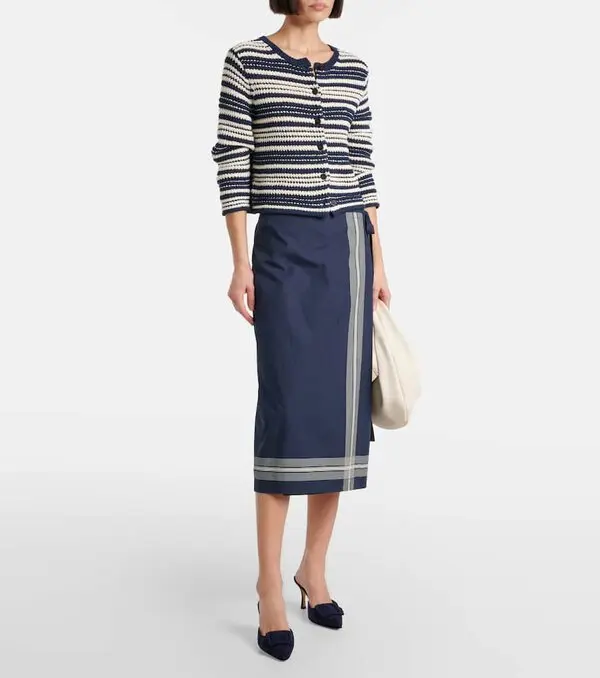 Vince Open-knit Striped Cotton Cardigan