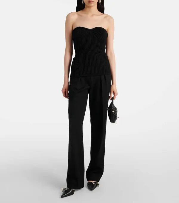 JEAN PAUL GAULTIER Ribbed-knit Wool-blend Corset - Black