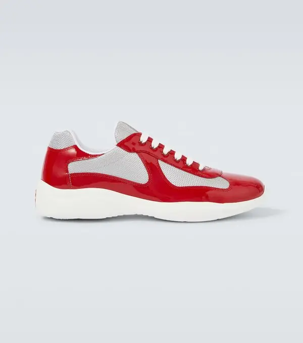 Prada America's Cup Leather-trimmed Sneakers - Red