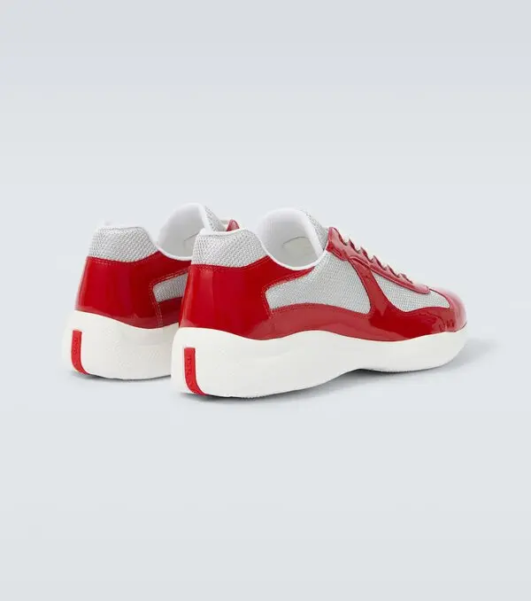 Prada America's Cup Leather-trimmed Sneakers - Red