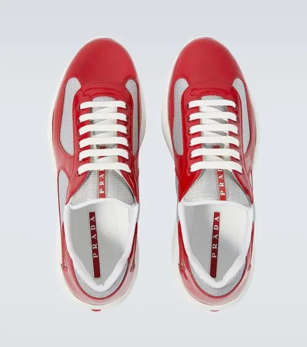Prada America's Cup Leather-trimmed Sneakers - Red