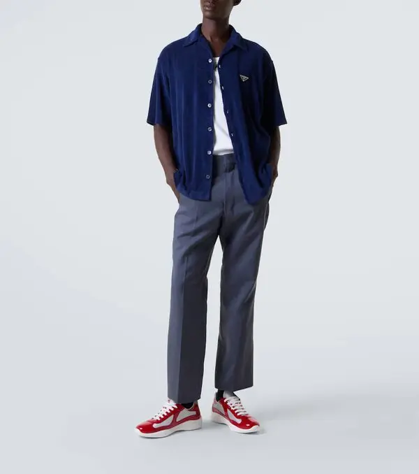 Prada America's Cup Leather-trimmed Sneakers - Red