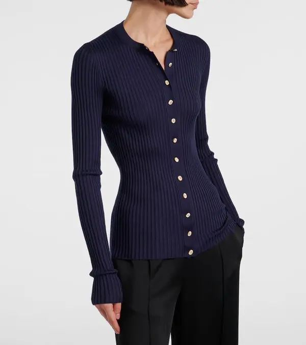JIL SANDER Ribbed-knit Silk Cardigan