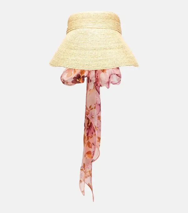 Chloé Scarf-detail Raffia Visor - Beige