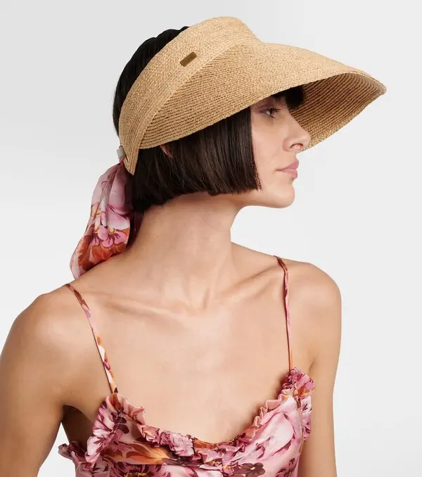 Chloé Scarf-detail Raffia Visor