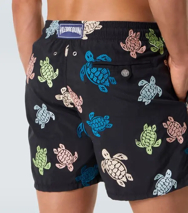 Vilebrequin Mistral Embroidered Swim Trunks - Black