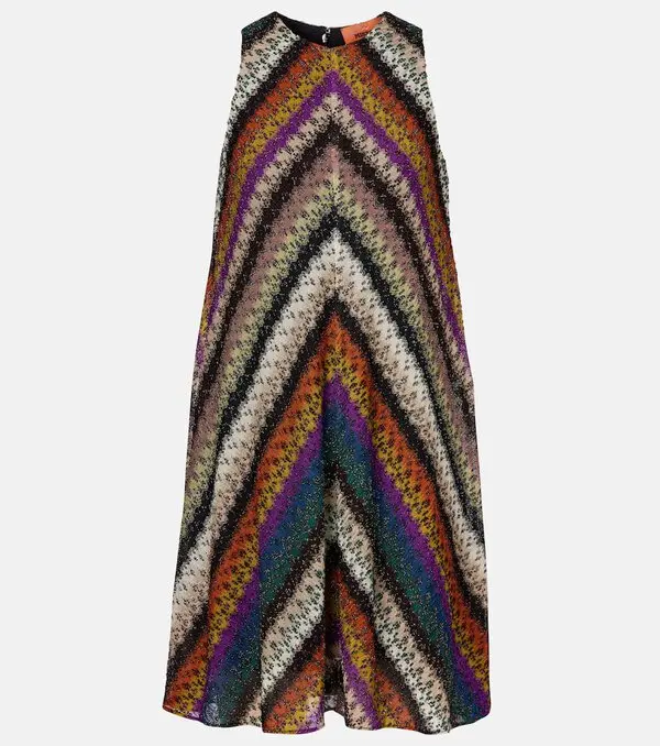 Missoni Zigzag Knitted Lame Minidress - Multicoloured