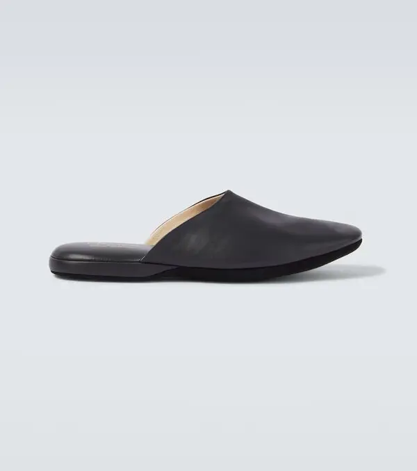 Charvet Leather Slippers - Black