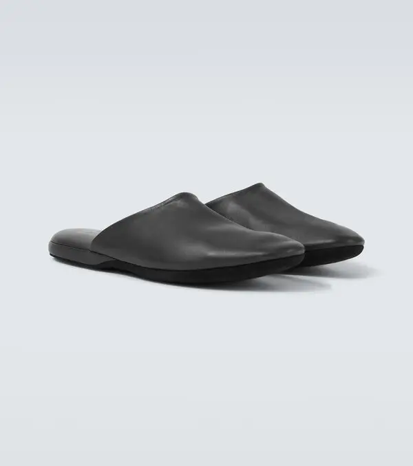 Charvet Leather Slippers - Black