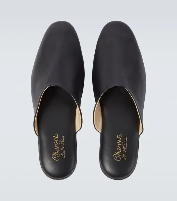 Charvet Leather Slippers - Black