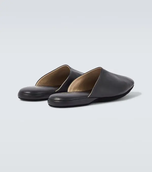 Charvet Leather Slippers - Black